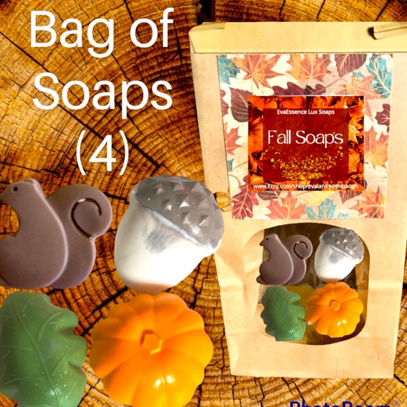 Hand Crafted | Bath & Body | Bag Of Fallautumn Soaps Acorn Leaf Pumpkin Squirrel Set 4 ...